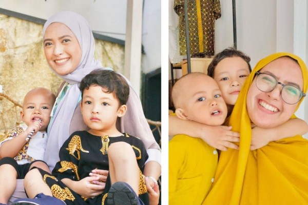 9 Potret Adhitya Putri saat Momong 2 Anak Cowok, Mama Siaga!