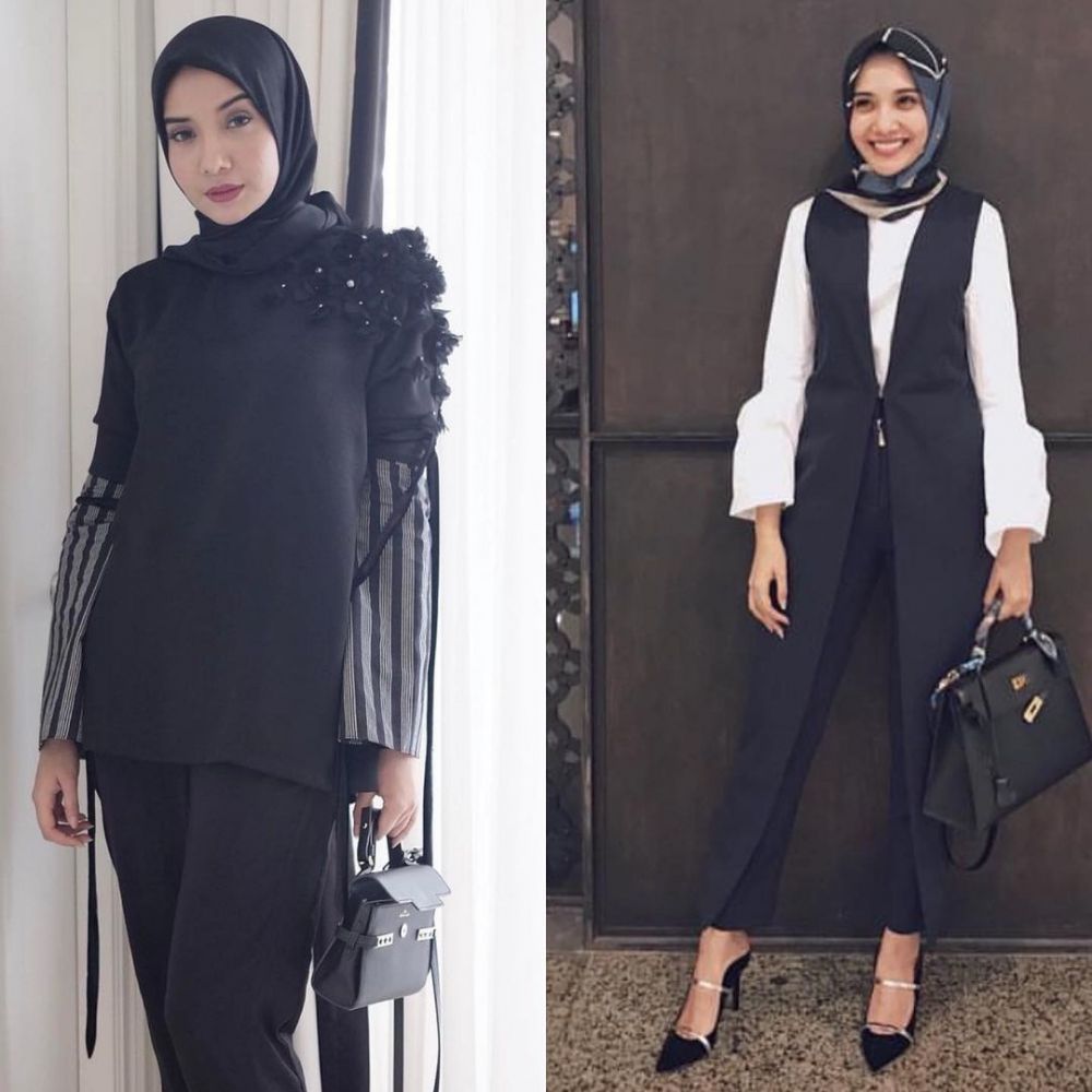 10 Ide Outfit Monokrom untuk ke Kantor ala Zaskia Sungkar
