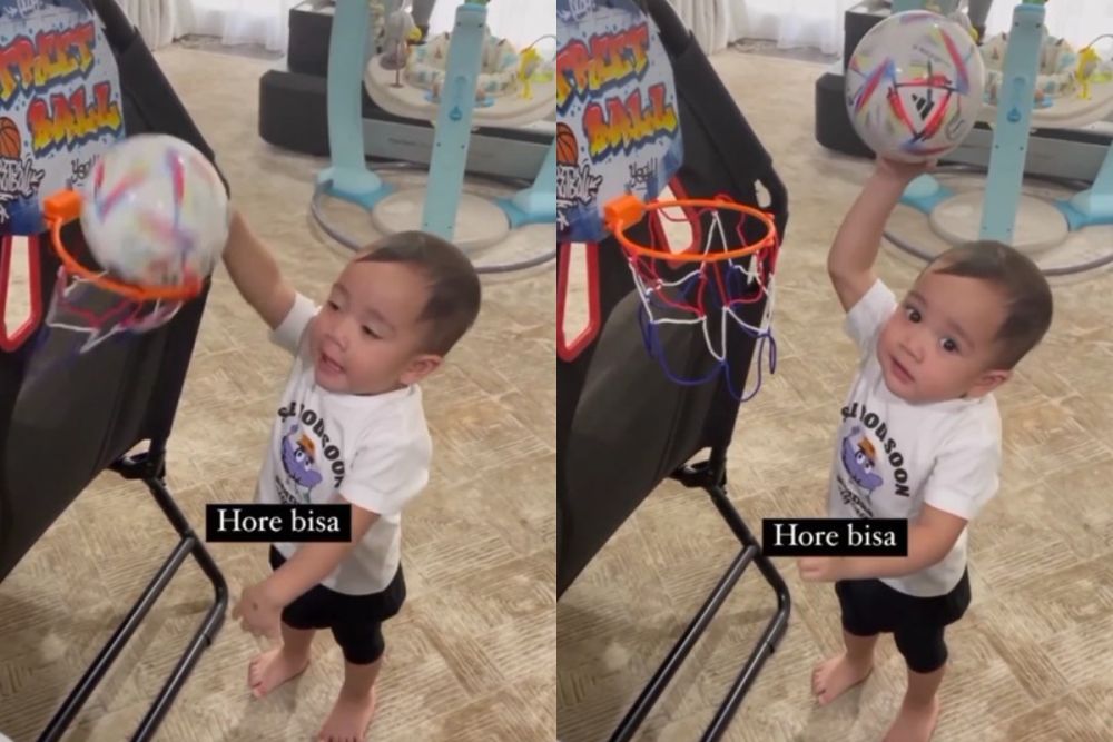 9 Potret Rayyanza yang Sudah Jago Slam Dunk, Calon Atlet Nih