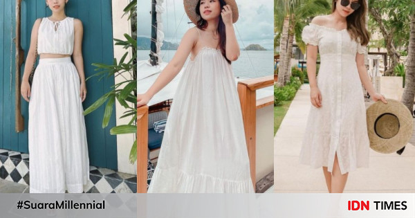 9 Style OOTD ke Pantai ala Molita Lin, Nuansa Putih