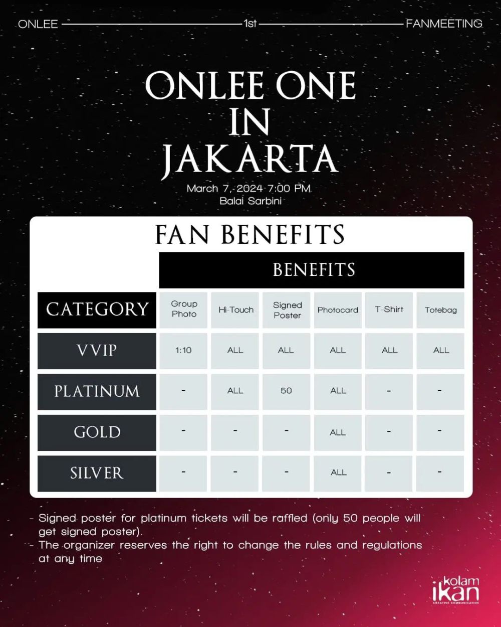 Harga Tiket Fan Meeting ONLEE di Jakarta, Mulai Rp400 Ribu