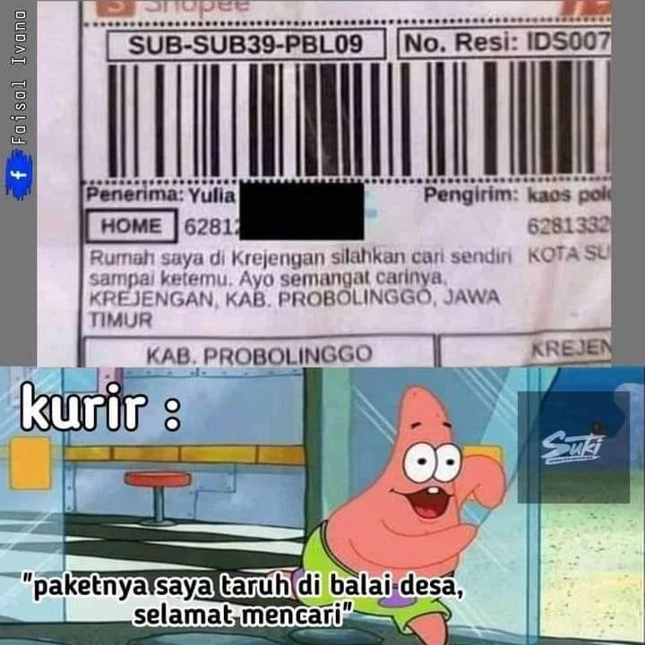 Meme Lucu Kurir Antar Paket
