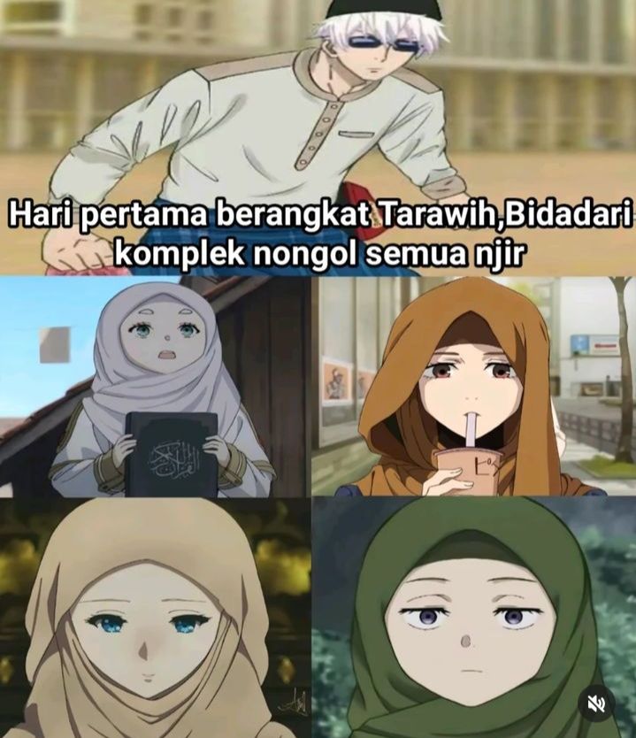 7 Meme Ketemu Bidadari Kompleks saat Tarawih