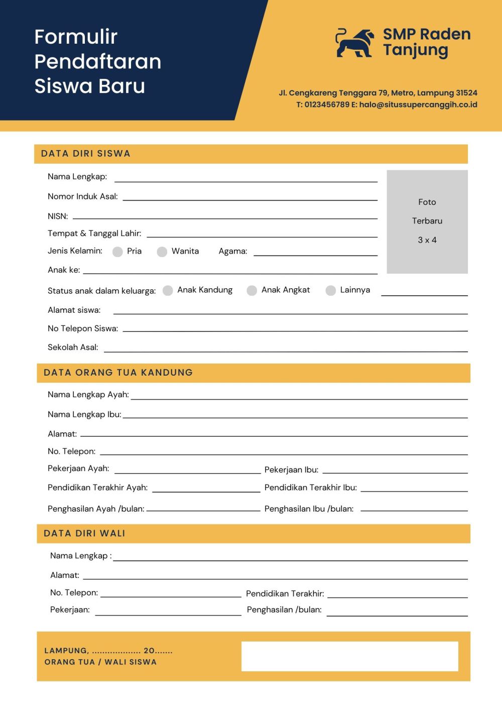 7 Contoh Formulir Pendaftaran Siswa Baru