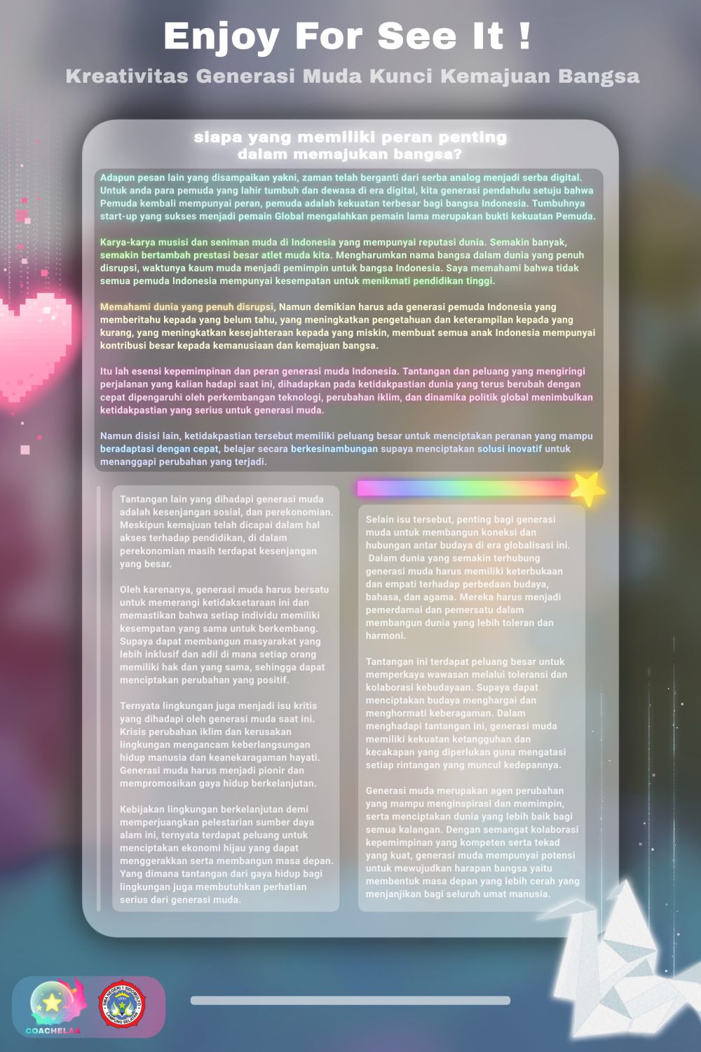 [MADING] Kreativitas Generasi Muda Kunci Kemajuan Bangsa | IDN Times