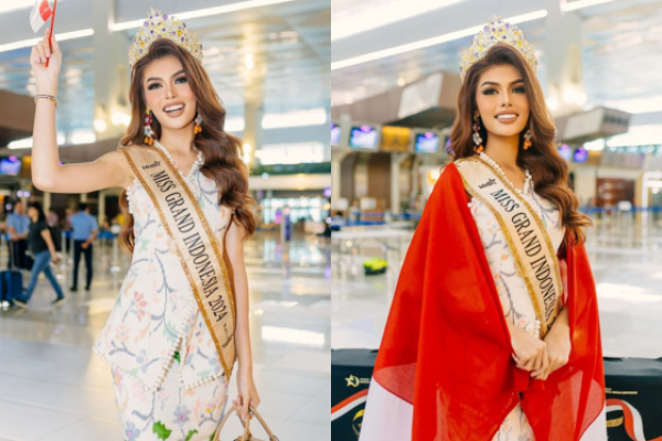 7 Potret Keberangkatan Miss Grand Indonesia 2024 ke Kamboja