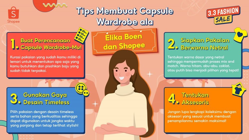 5 Tips Membuat Capsule Wardrobe ala Elika Boen dan Shopee