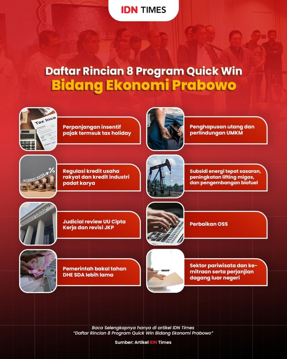 Daftar Rincian 8 Program Quick Win Bidang Ekonomi Prabowo